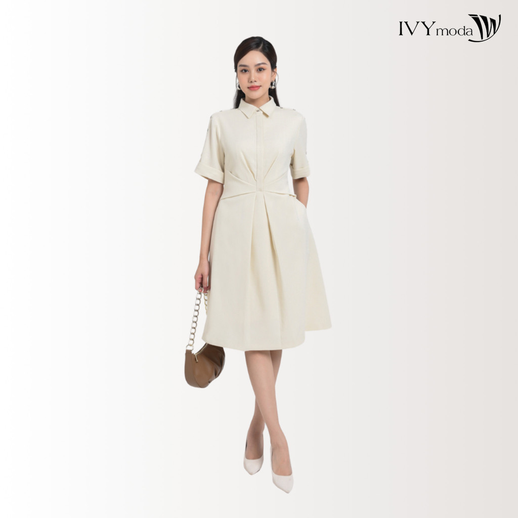 Đầm sơ mi eo nhúm nữ IVY moda MS 48M7988 | Shopee Việt Nam