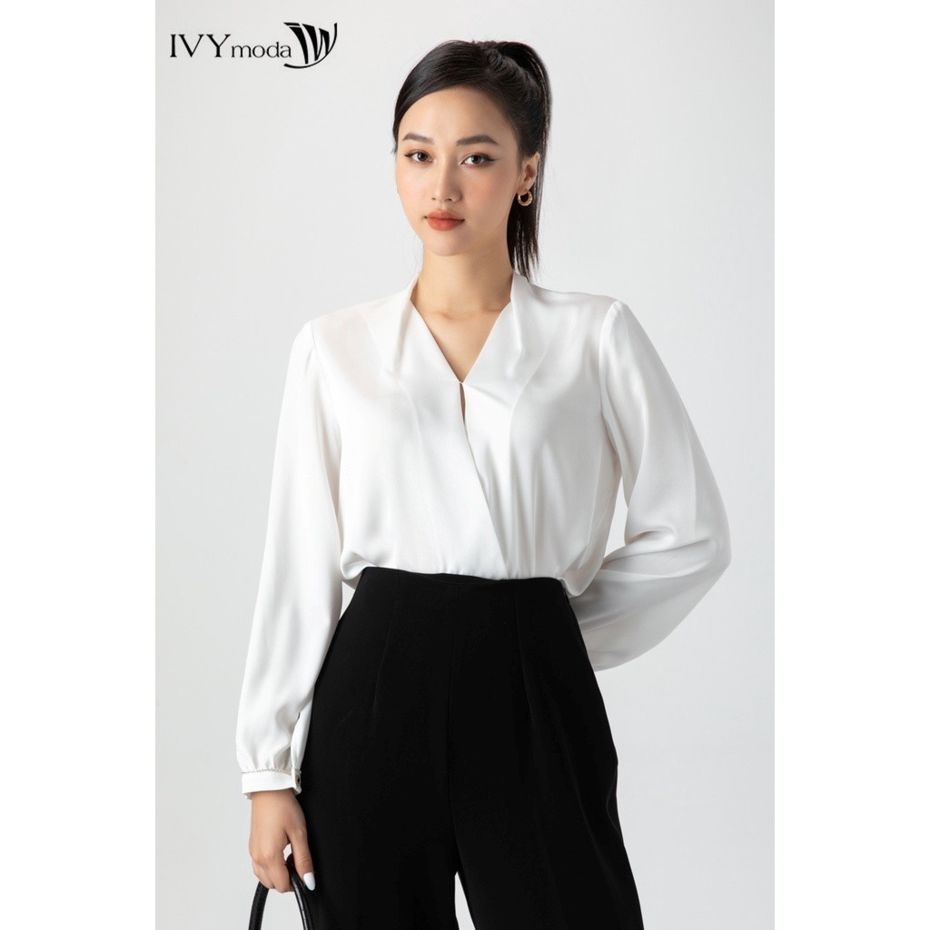 Áo sơ mi nữ lụa cổ kiểu IVY moda MS 17M6841 | Shopee Việt Nam
