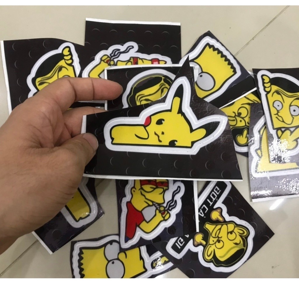 Tem dán pikachu bớt cà khịa dán xe đạp, xe máy, điện thoại, bàn học ...