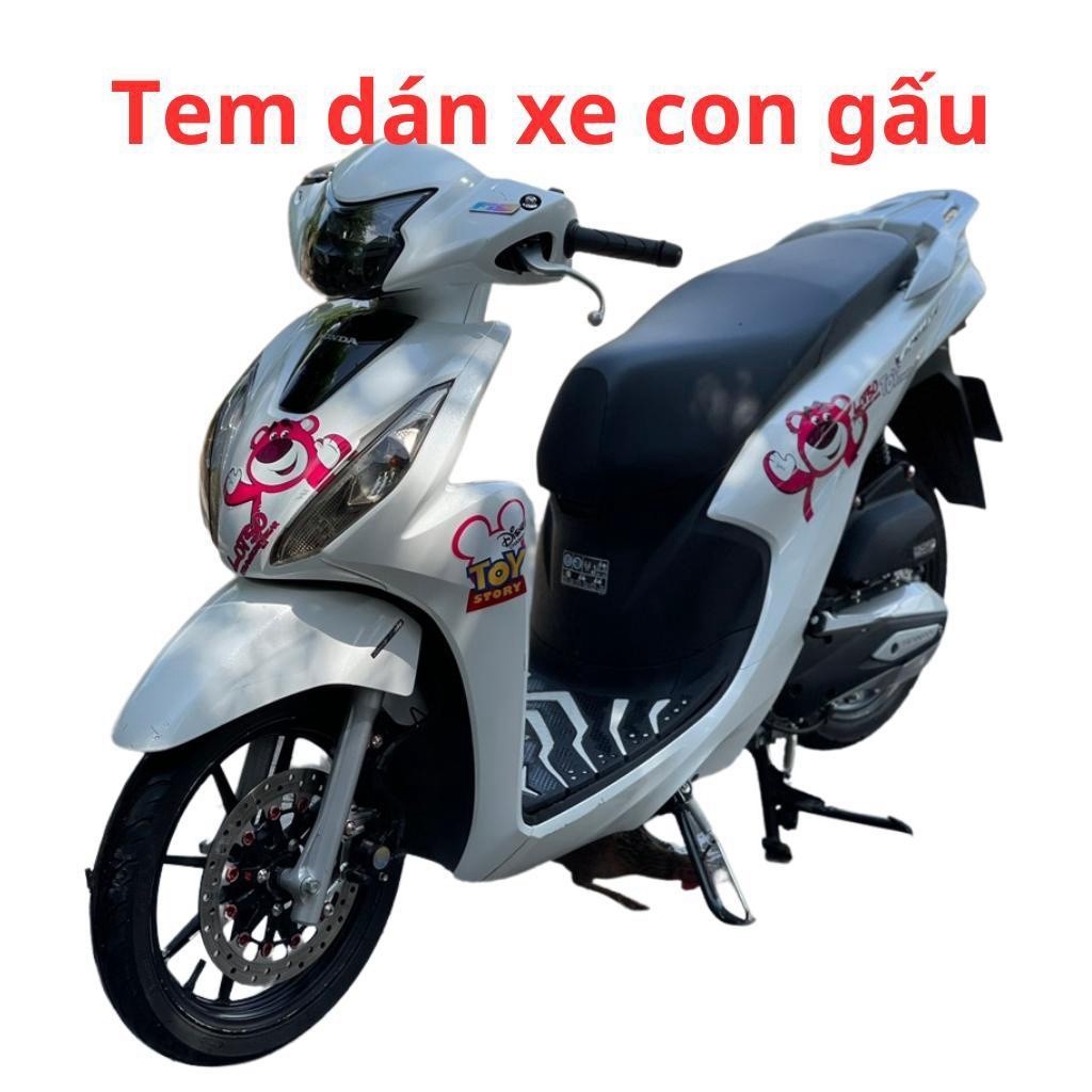 Tem dán xe vision hình gấu lotso hồng dành cho các dòng vision chống ...