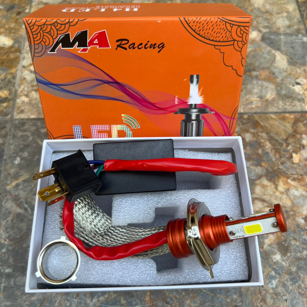 Đèn pha led 3 tim siêu sáng maracing lắp cho các dòng xe chân h4 M5 như wave dream sirius vision ...