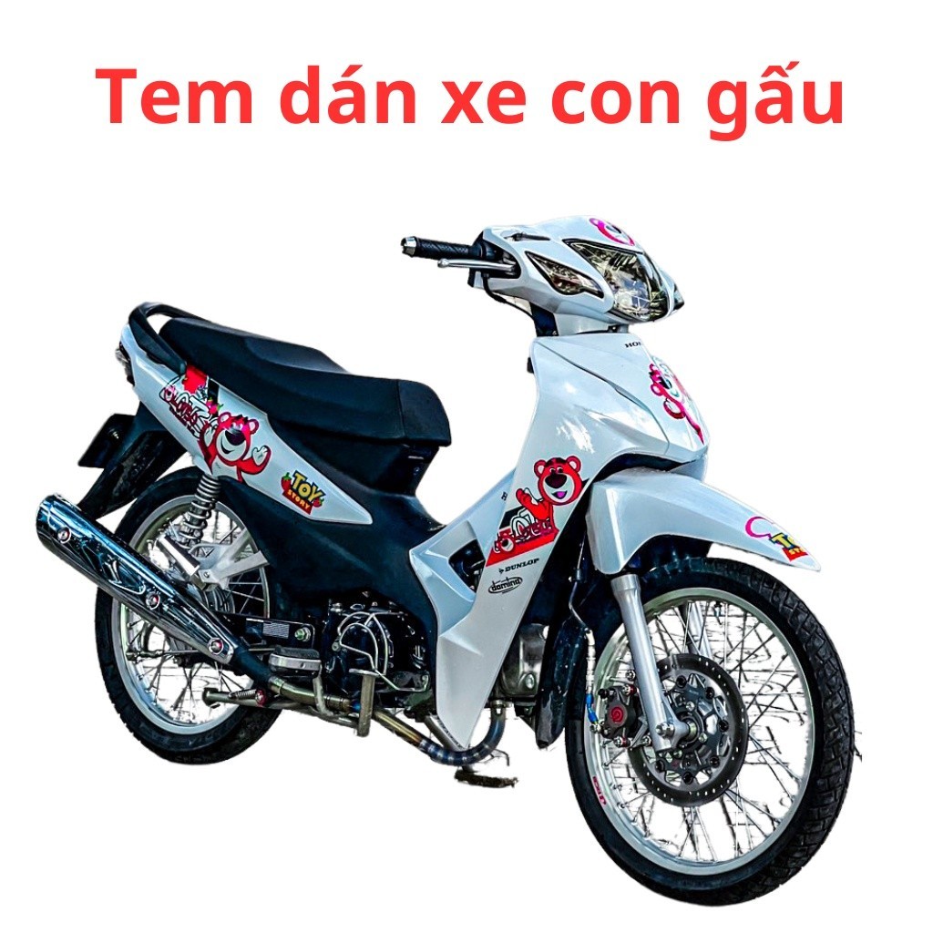 Tem dán xe wave hình gấu lotso hồng dành cho các dòng xe wave như wave ...