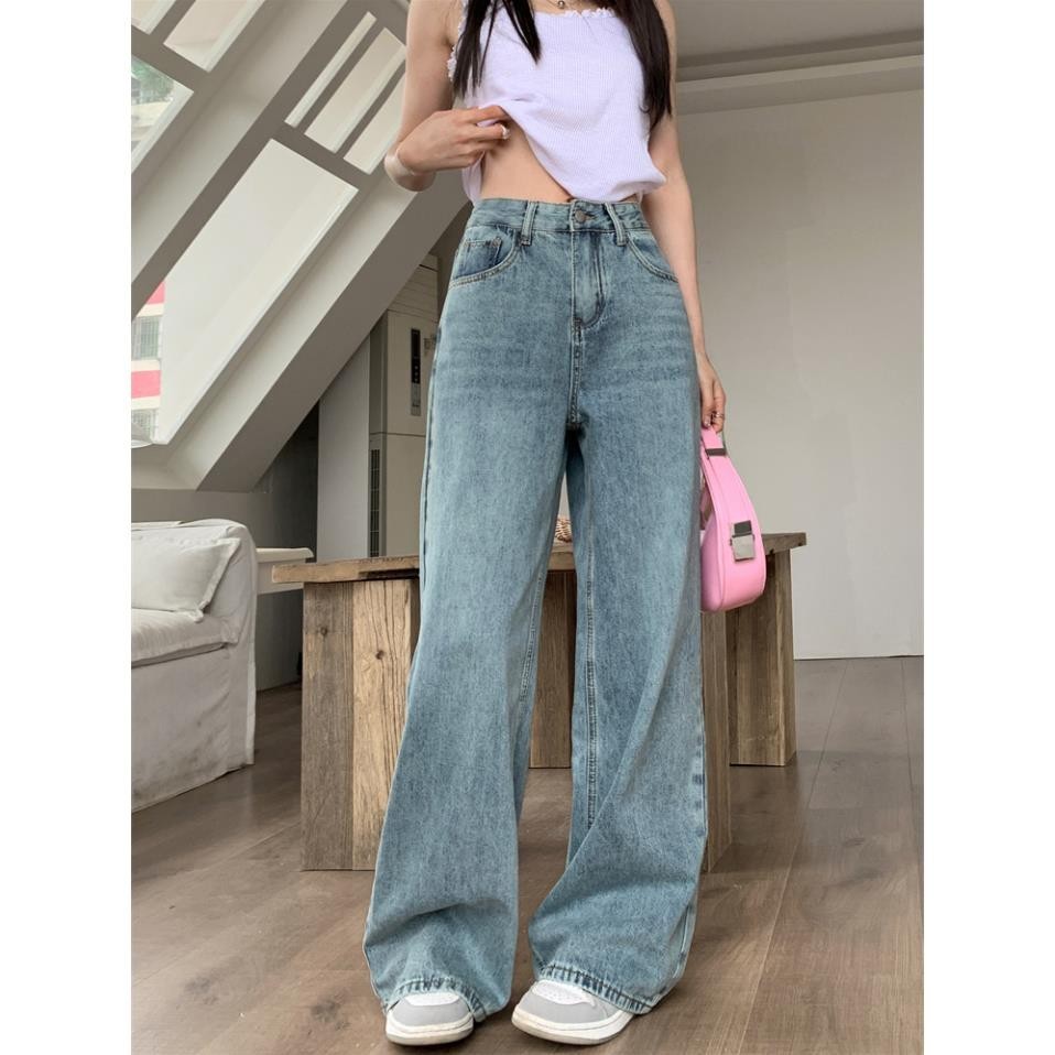 Quần Jeans Ống Rộng, Quần bò Lưng Cao,quần Màu Xanh Dương Thời Trang ...