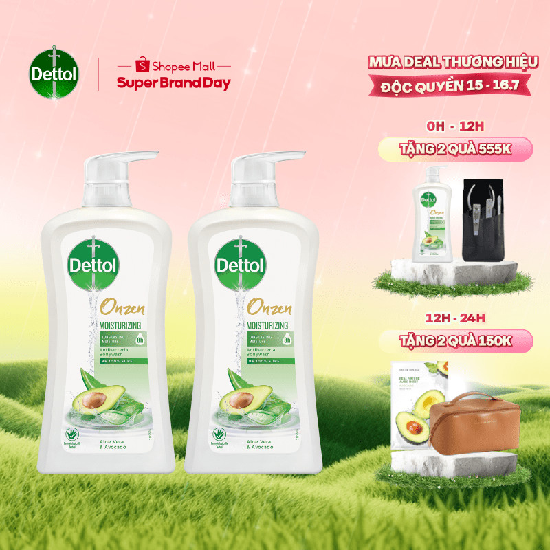 [Mã DTL1904 Giảm 12%] Combo 2 sữa tắm Dettol onzen kháng khuẩn dưỡng ẩm lô hội & bơ 950g ...