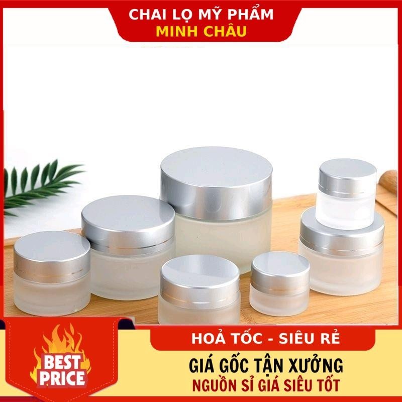 Hũ Hộp Chiết Mỹ Phẩm , Hũ Thủy Tinh Nắp Bạc 5g,10g,15g,20g,30g,50g Đựng Kem Face , Triết Mỹ Phẩm ...