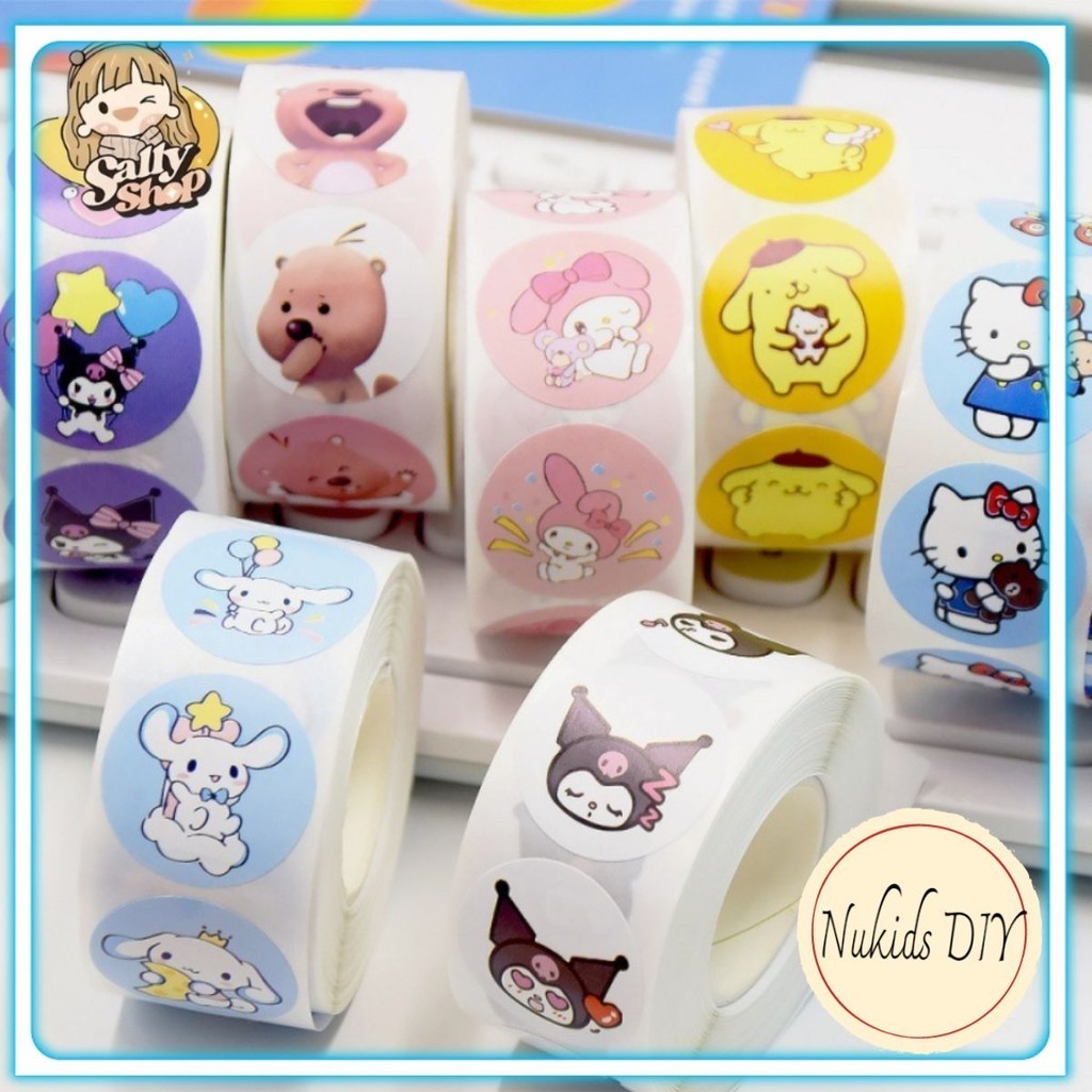 Cuộn 500 miếng dán hoạt hình ngộ nghĩnh, tem dán sticker thank you gói ...