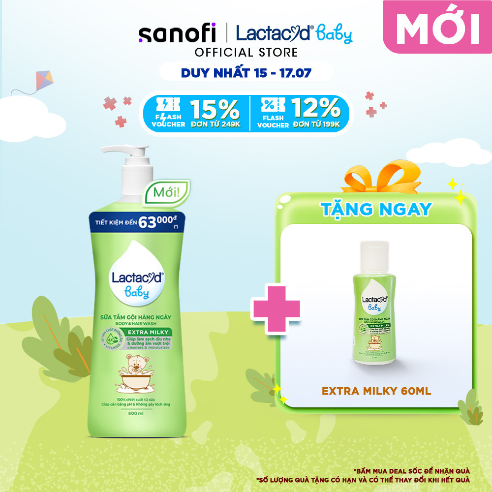 Sữa Tắm Gội Trẻ Em Lactacyd Baby Extra Milky Làm Sạch Dịu Nhẹ và Dưỡng Ẩm Vượt Trội Size Jumbo ...