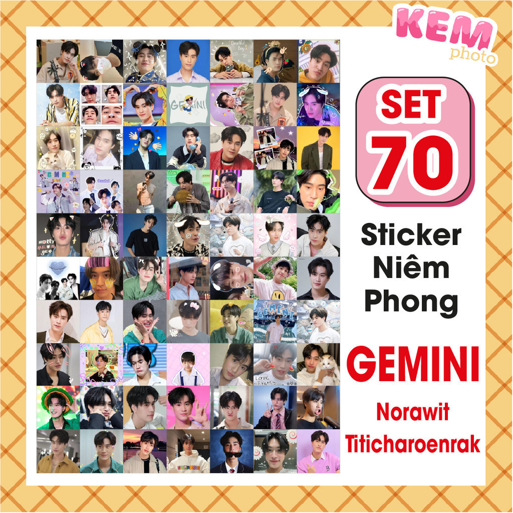 SET 70 sticker niêm phong GEMINI - Đã cắt rời - Tem dán 4x4cm in hình ...