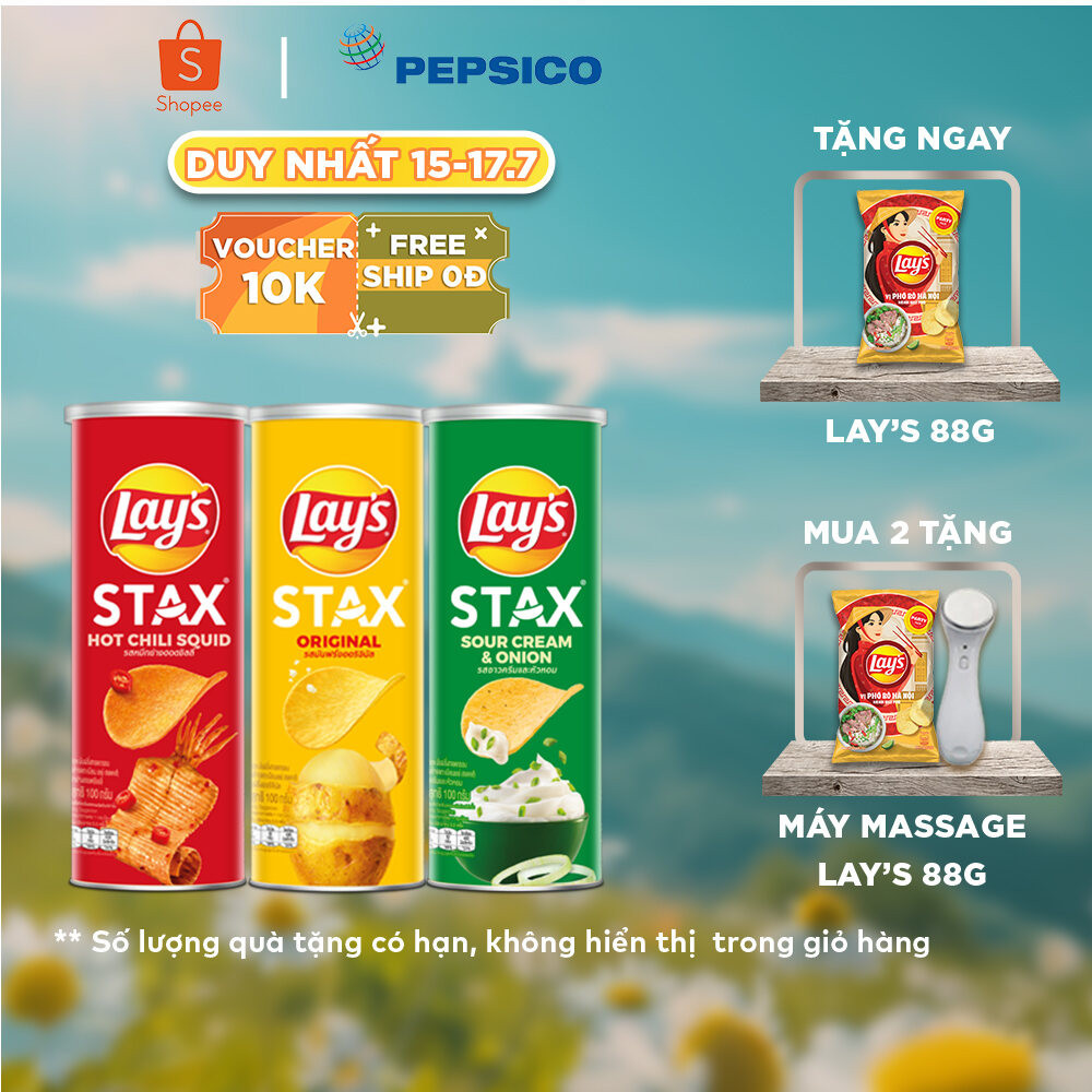 Combo 3 Lay's Stax 100gr (Tự nhiên, Mực sốt cay, Kem chua hành ...