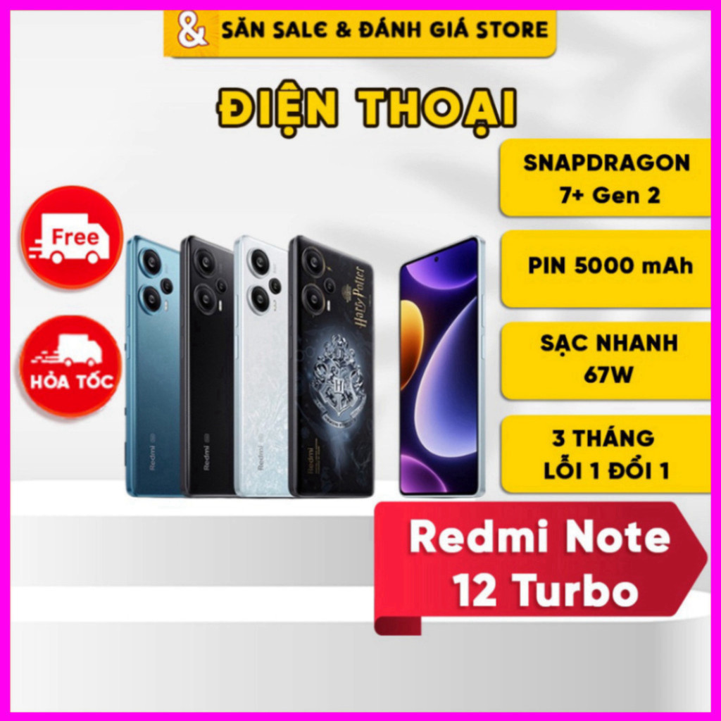 Điện thoại Xiaomi Redmi Note 12 Turbo - Snapdragon 7+ gen 2 - Pin 5000 mAh - [BH 3 tháng 1 đổi 1 ...