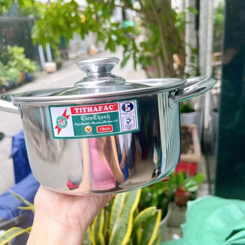 Nồi inox Tithafac sử dụng được bếp từ đủ size (16-32cm), nồi inox cao ...