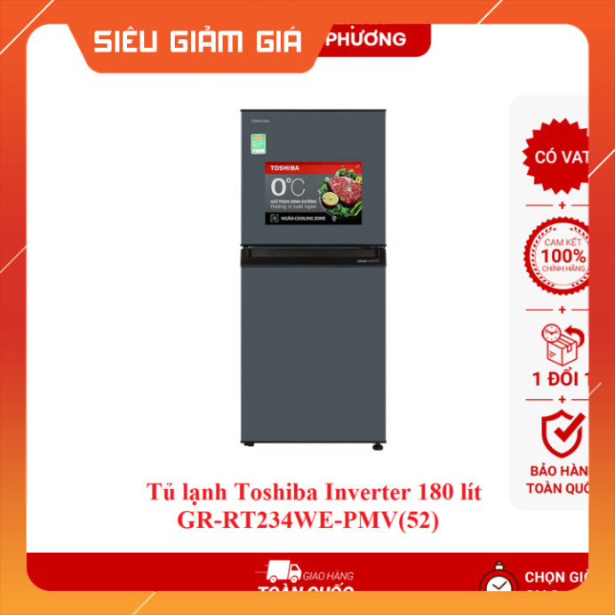Tủ lạnh Toshiba Inverter 180 lít RT234WE-PMV(52) - sản phẩm chính hãng (Bảo hành 24 tháng ...
