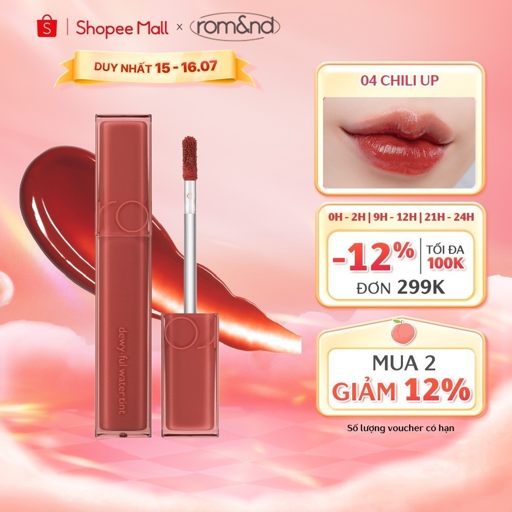 [Rom&nd x KOL] Son tint bóng, siêu lì cho đôi môi căng mọng Hàn Quốc Romand Dewyful Water Tint ...