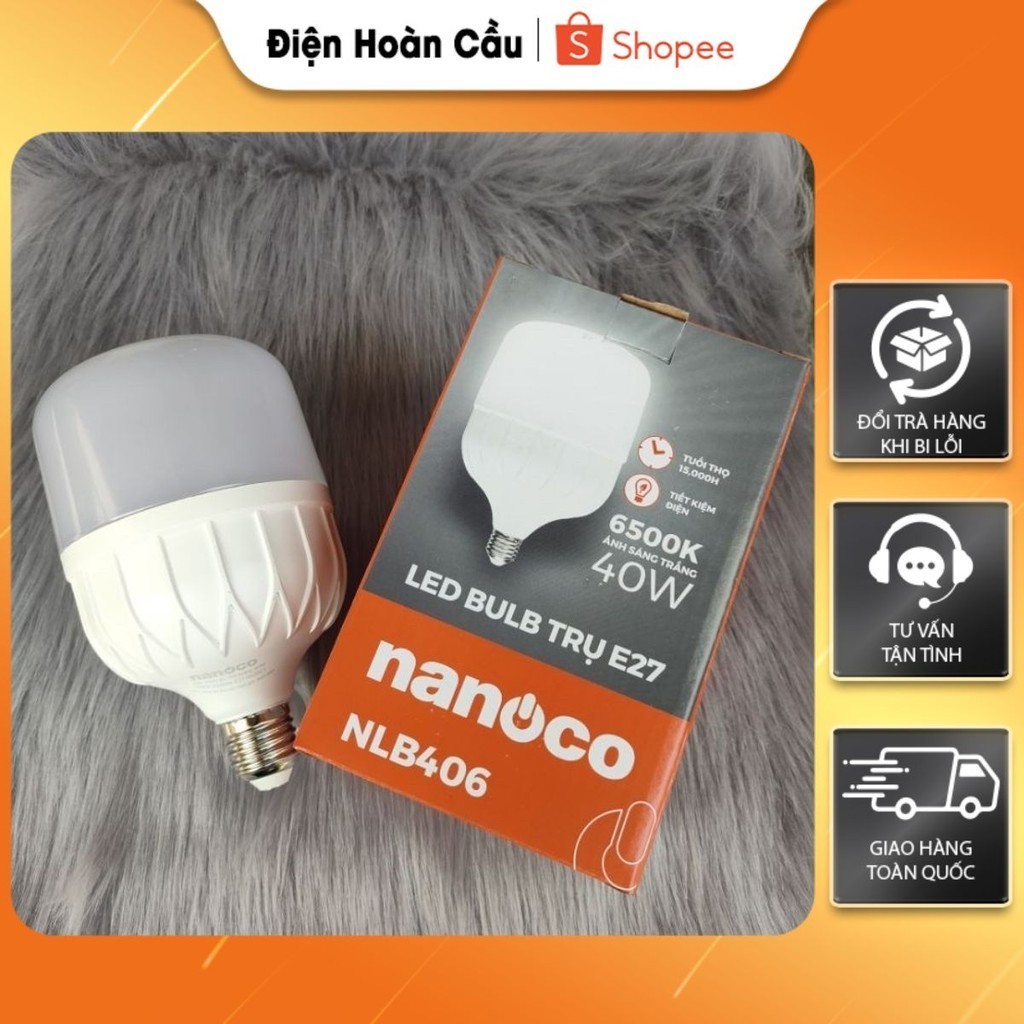 Bóng đèn Led Bulb Trụ 30W/40W/50W Siêu Sáng Nanoco thân nhôm Chính Hãng ...