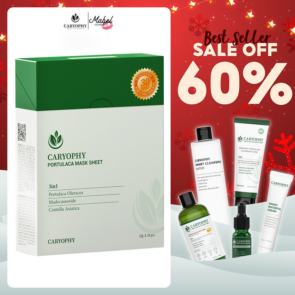 Hộp 10 miếng mặt nạ Caryophy Portulaca Mask Sheet Hàn Quốc cấp ẩm dưỡng ...