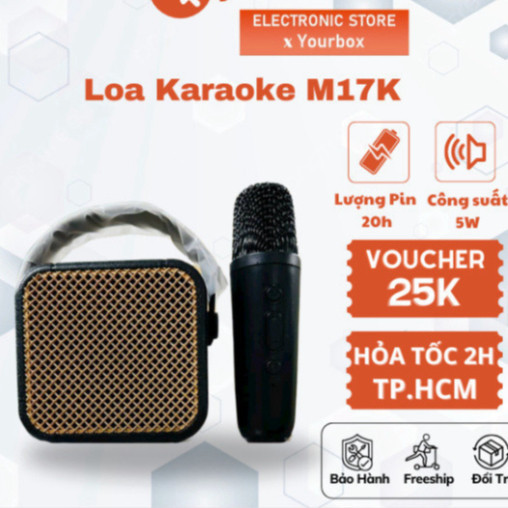 Loa Bluetooth Karaoke M17K kèm mic không dây công suất 5W, Có Thể Thay ...