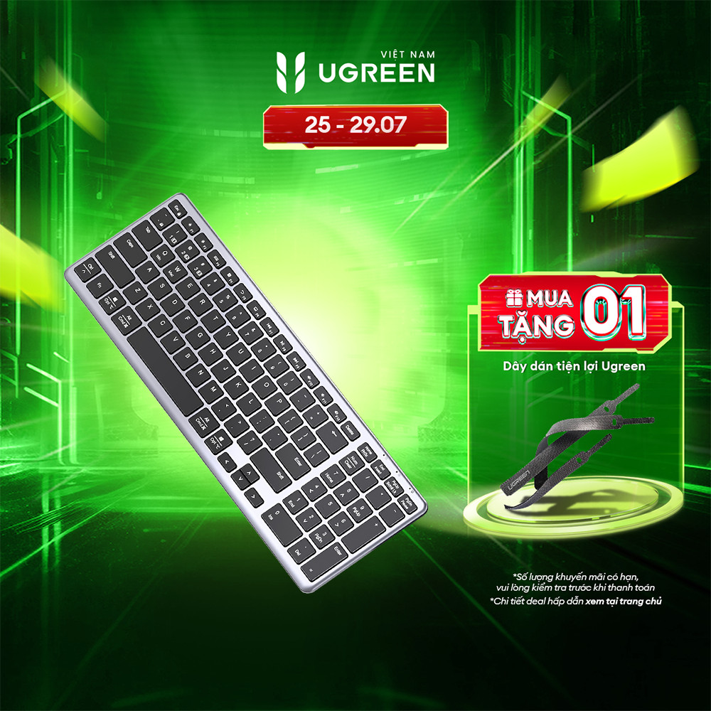 Bàn phím pin sạc không dây UGREEN KU005 | Kết nối 4 thiết bị | Pin sạc dung lượng 400mAh | Bảo ...