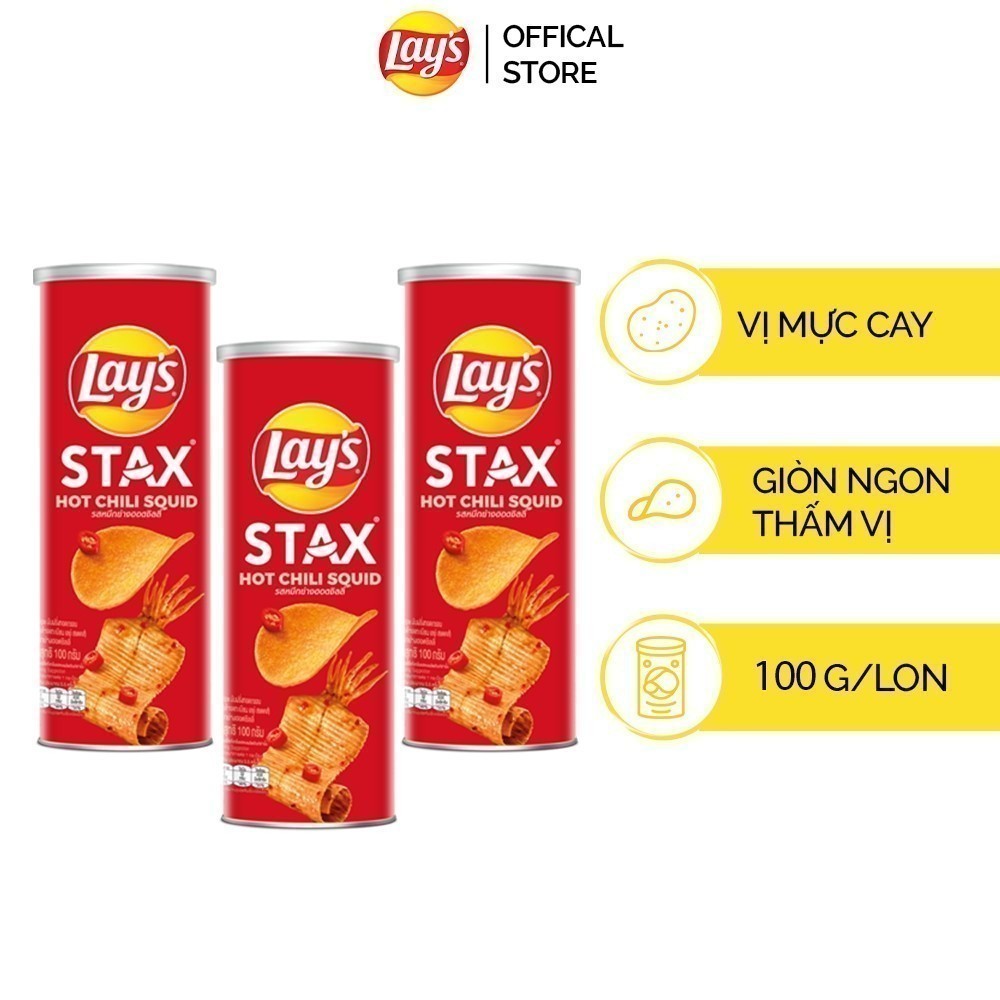 Combo 3 lon Snack Khoai Tây Miếng Lay's Stax Vị Mực Sốt Cay (3 x 100g ...