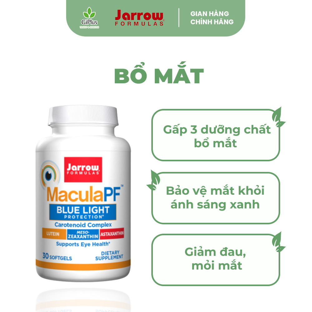 Viên Uống Jarrow MaculaPF Blue Light Protection Bổ Mắt, Chống Ánh Sáng ...