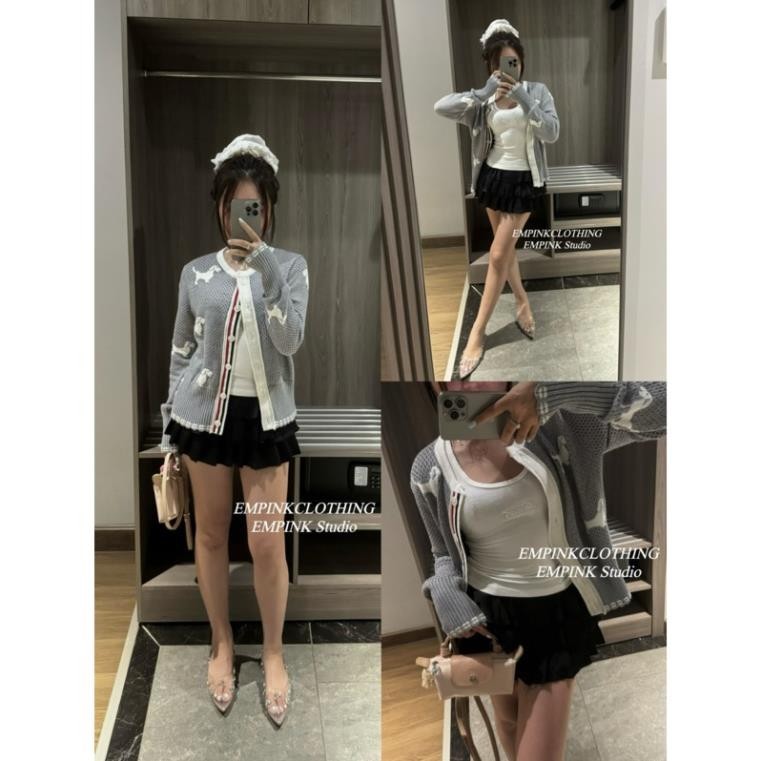 Áo Thome Cadigan Len mix nhiều cún, áo cardigan len dày dặn siêu xinh ...
