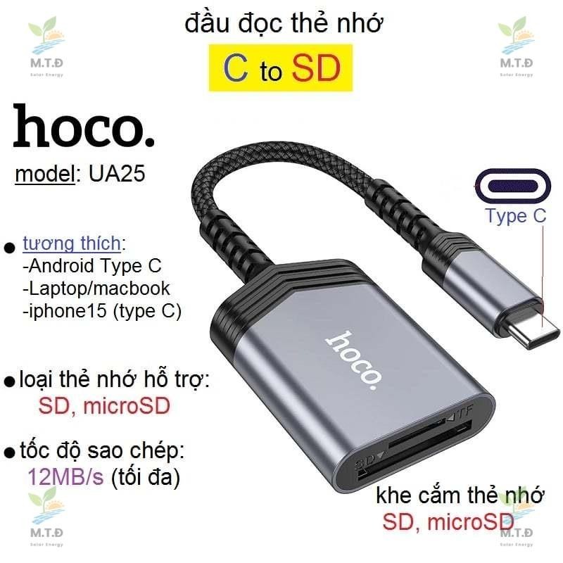 Đầu Đọc Thẻ Nhớ SD/ MicroSD Hoco UA25 Cổng Lightning / Type-C | Shopee Việt Nam