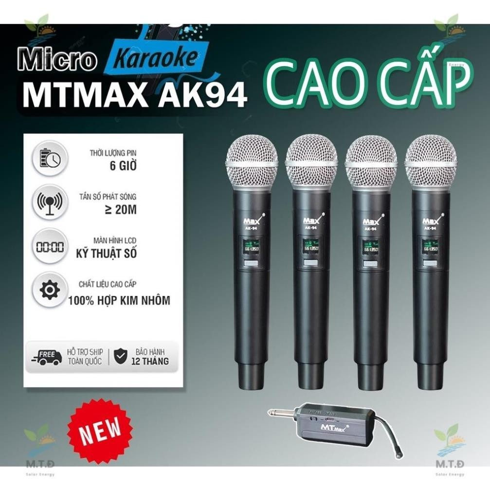 Bộ 4 Micro Không Dây MTMAX AK94 Cao Cấp Chuyên Dùng Cho karaoke Hát Nhẹ ...