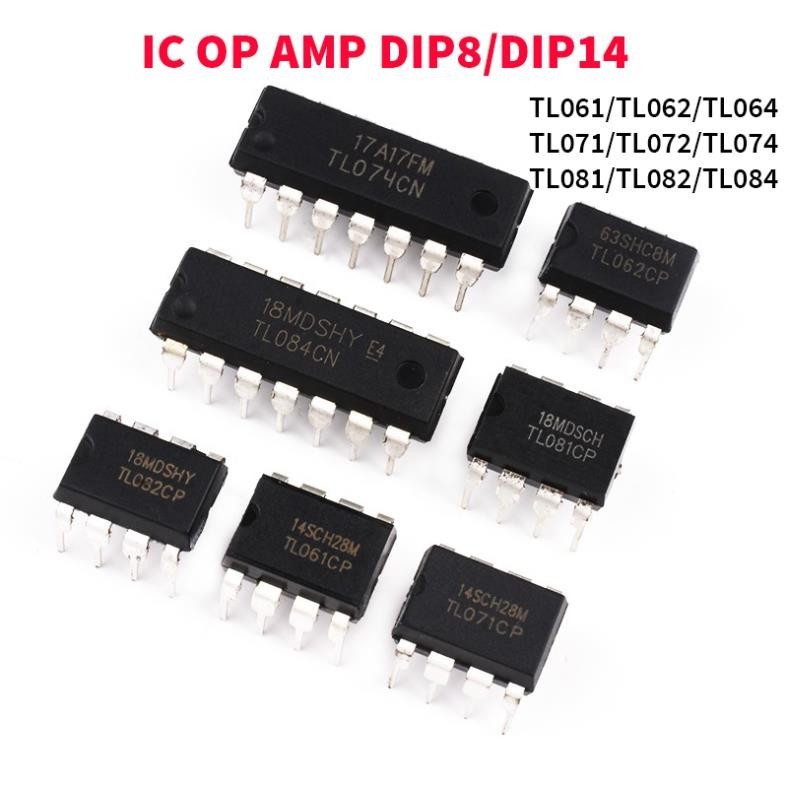 IC OP AMP TL061, TL062, TL064, TL071, TL072, TL074, TL081, TL082, TL084 chân cắm DIP8, DIP14 ...