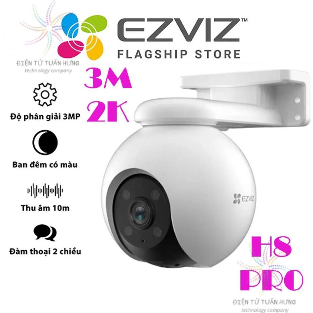 Camera IP Wifi EZVIZ H8 Pro bản 5MP 3K/ 2K 3MP - Xoay 360 Độ, Đàm thoại 2 Chiều,Màu Ban Đêm (Bảo ...
