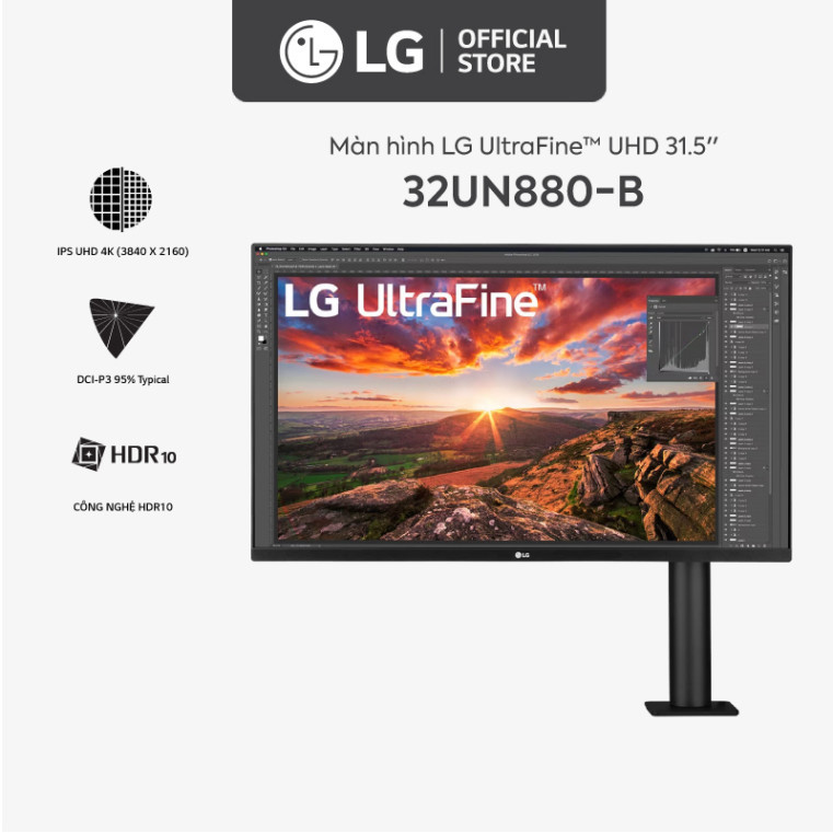 sản phẩm chính hãng Màn Hình LG 32UN880-B 32'' UHD 4K Ergo 5ms/60Hz/IPS/USB Type-C/AMDFreeSync ...