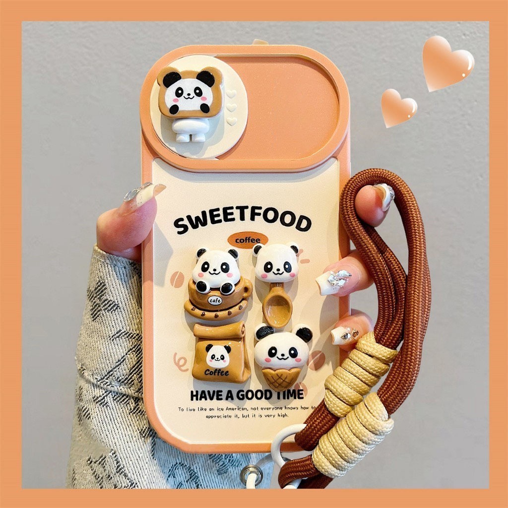 ốp iphone nắp trượt che camera Gấu trúc sweet iphone 6 7 8 plus x xr xs ...