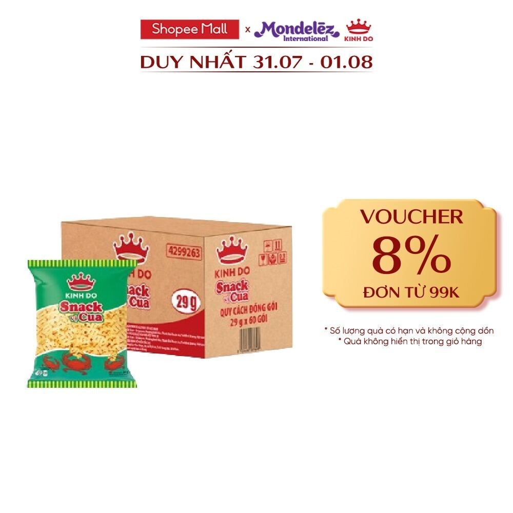Bánh snack cua Kinh Đô, 1 thùng 60 gói x 29g | Shopee Việt Nam