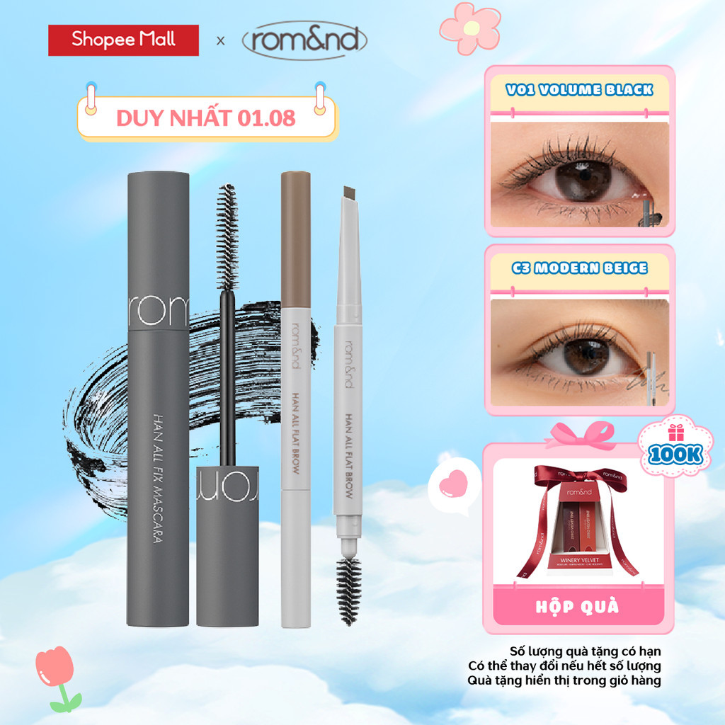 Combo Mascara Romand Han All Fix Mascara 7g + Chì kẻ mày ngang Romand ...
