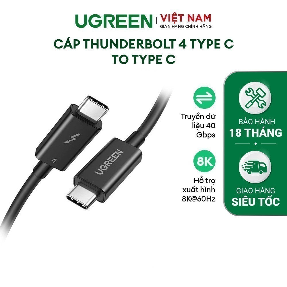 Cáp THUNDERBOLT 4 Type C to Type C UGREEN US501 | Xuất hình ảnh 8K60Hz | Truyền dữ liệu 40Gbps ...