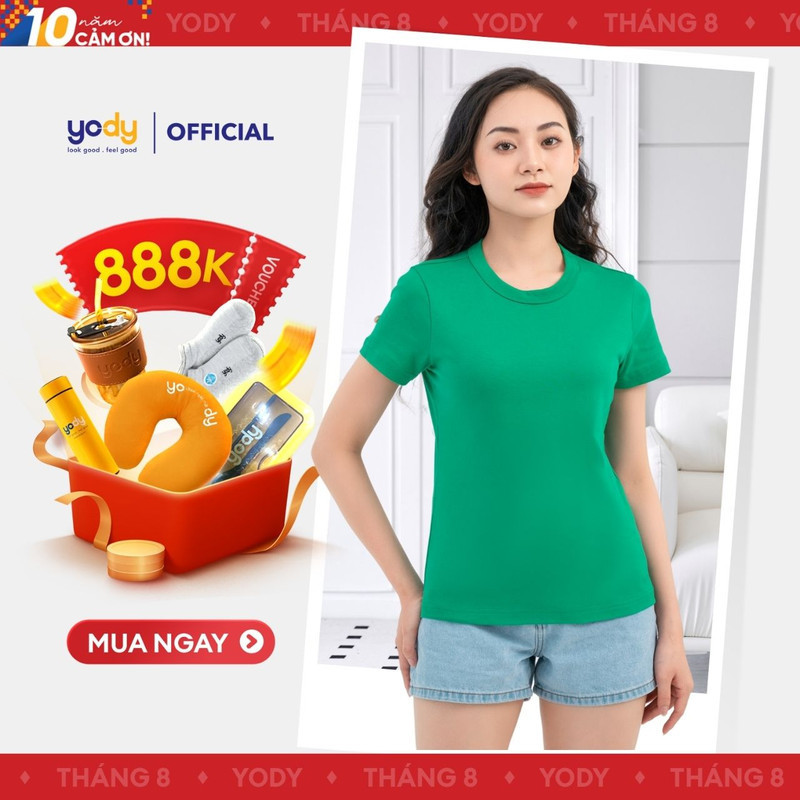 [SALE 30%] Áo phông nữ YODY áo thun nữ basic cotton double face Siêu Mềm Mại nhiều màu - TSN6262 ...