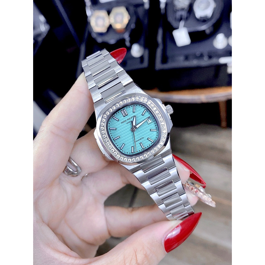ĐỒNG HỒ NỮ PATEK PHILIPPE NAUTINUS ICE BLUE- khung thép- Máy swiss made ...