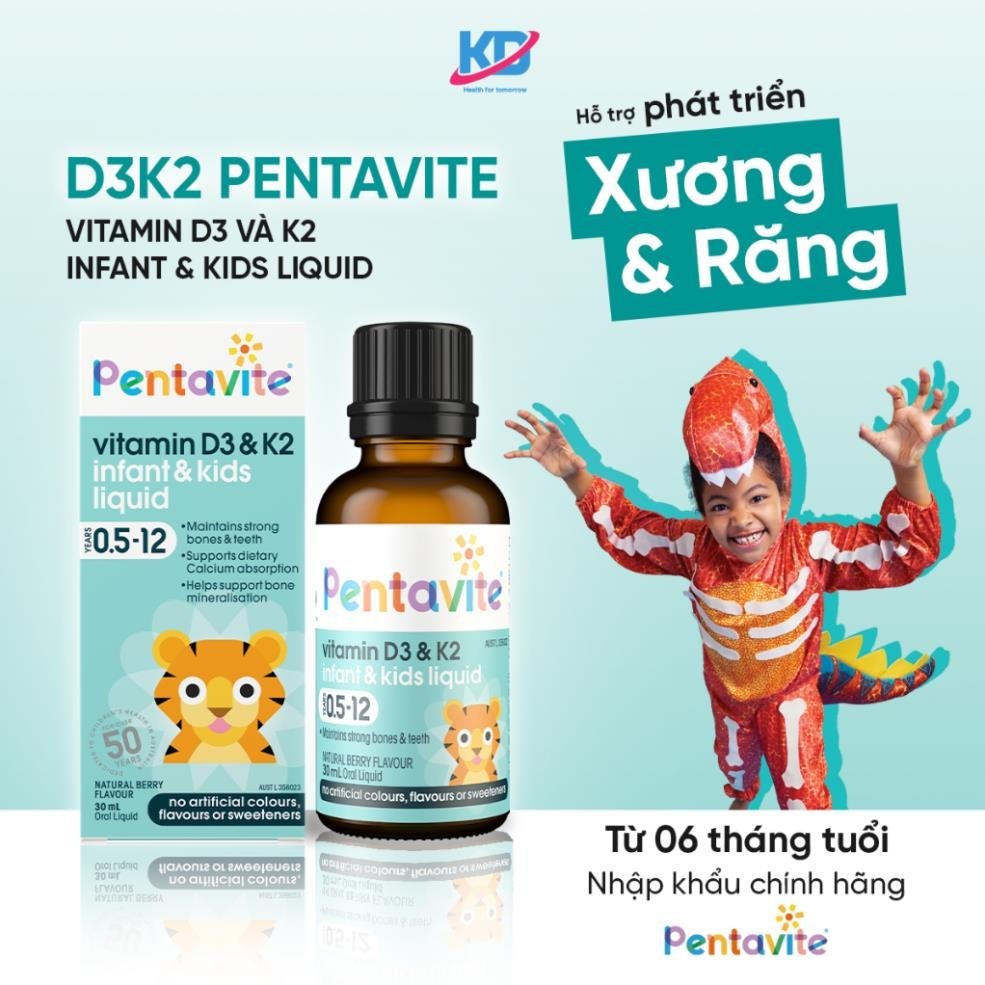D3K2 Pentavite - Bổ sung vitamin D3 và K2 cho bé dạng lỏng Vitamin D3 ...