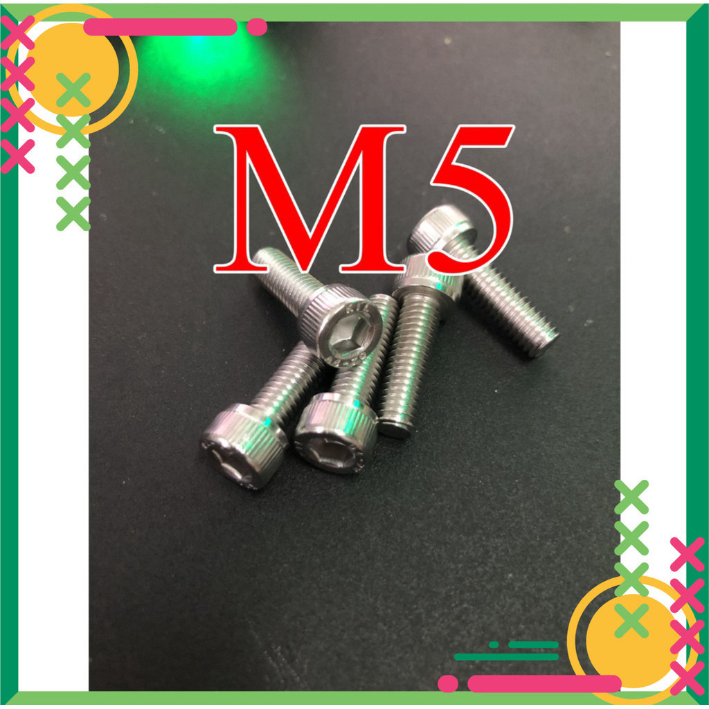 Ốc bulong lục giác INOX 304 size M5 5 ly đầu dù trụ nhiều kích thước ...