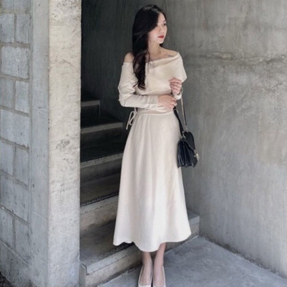 Váy Đầm Nữ Dáng Dài Trễ Vai Nhúng Hông Chống Nhăn Tôn Dáng Ana' DRESS ...