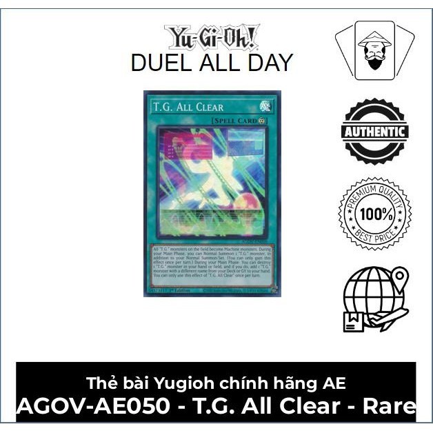 Thẻ bài Yugioh chính hãng AE: AGOV-AE050 - T.G. All Clear - Rare | Shopee Việt Nam
