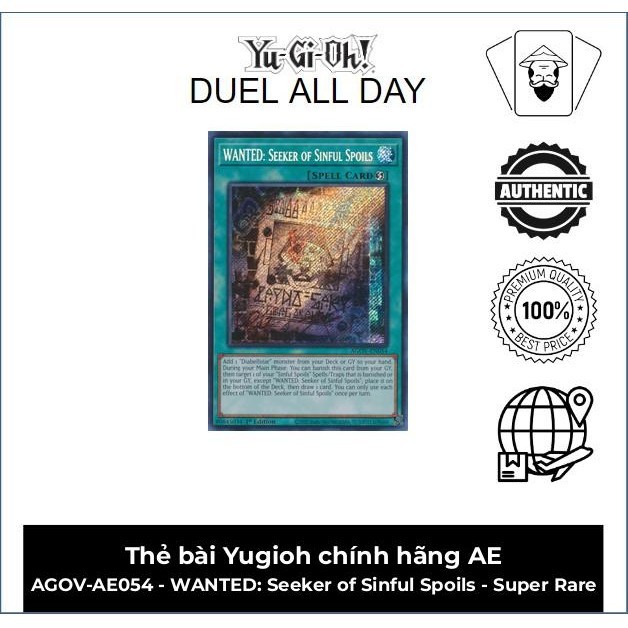 Thẻ bài Yugioh chính hãng AE: AGOV-AE054 - WANTED: Seeker of Sinful Spoils - Super Rare | Shopee ...