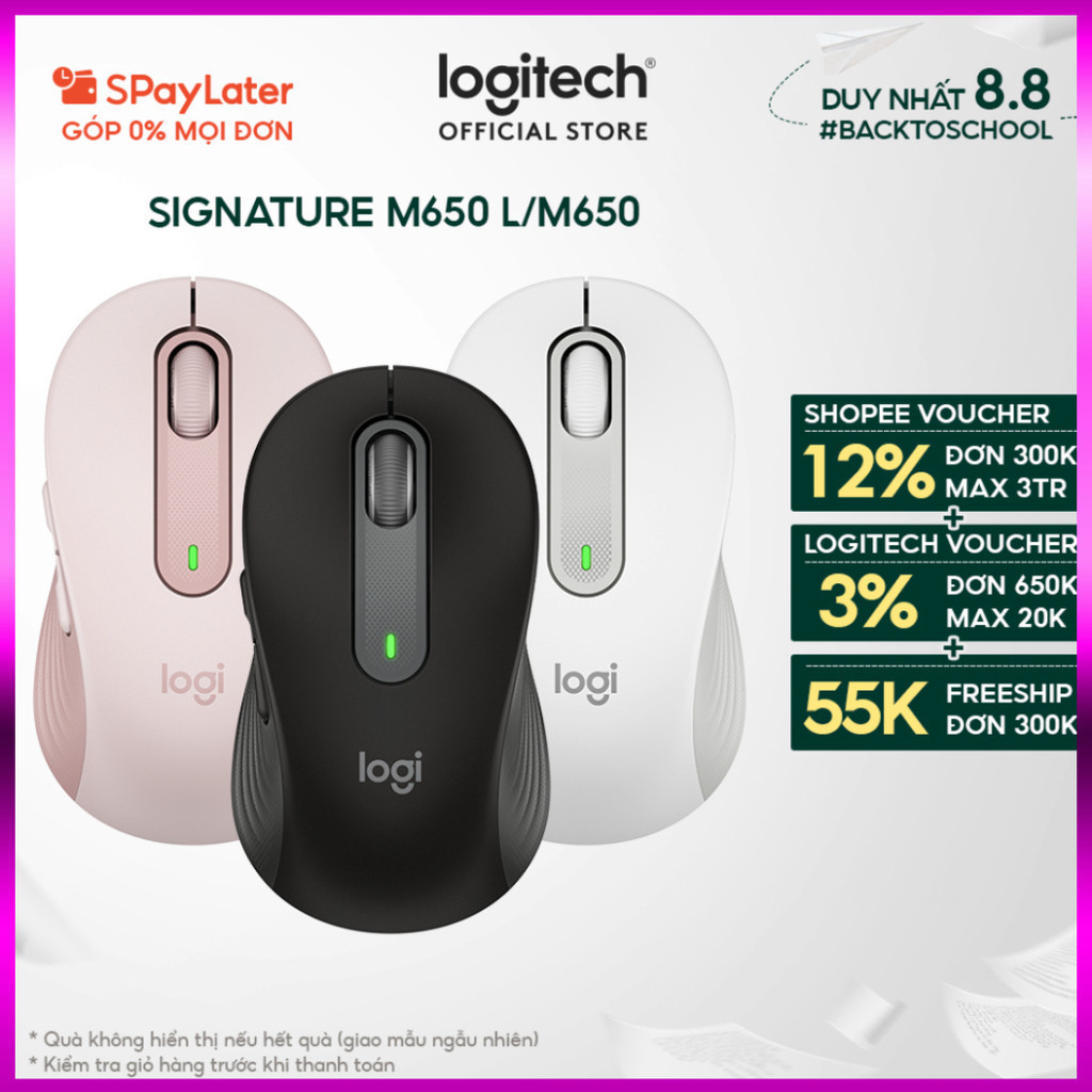 Chuột không dây bluetooth Logitech Signature M650 - SmartWheel, giảm ồn, tùy chỉnh các nút ...