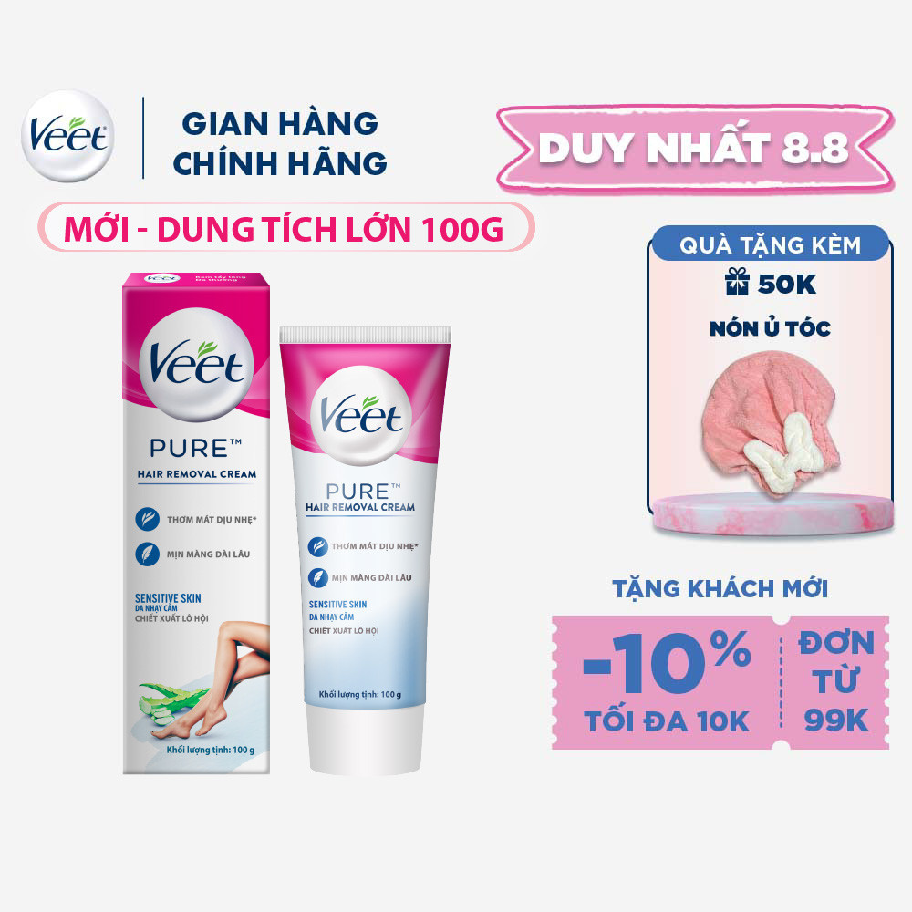 [MỚI] Kem tẩy lông Veet Pure cho da nhạy cảm, hộp lớn 100g tiết kiệm ...