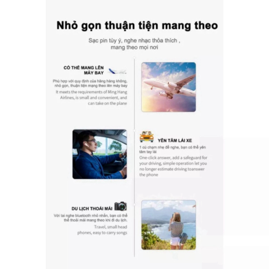Tai nghe bluetooth không dây a..p...3 tai nghe nhét tai chống ồn định ...
