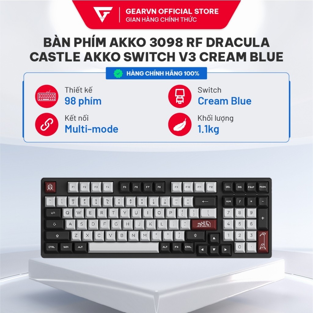 Bàn phím AKKO 3098 RF Dracula Castle Akko Switch V3 Cream Yellow/ Cream ...