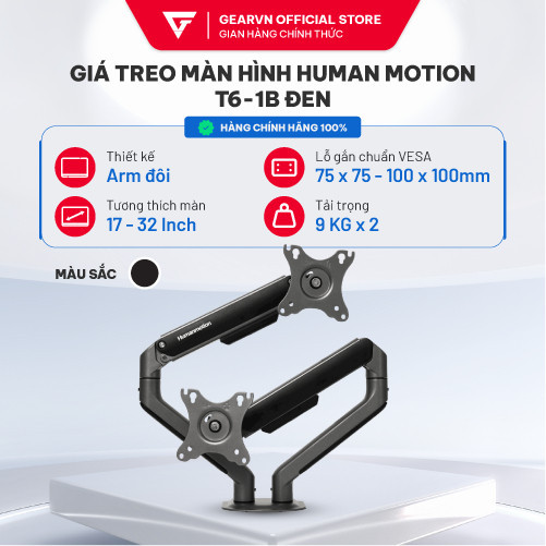 Giá treo màn hình Human Motion T6 Pro Dual Đen | Shopee Việt Nam