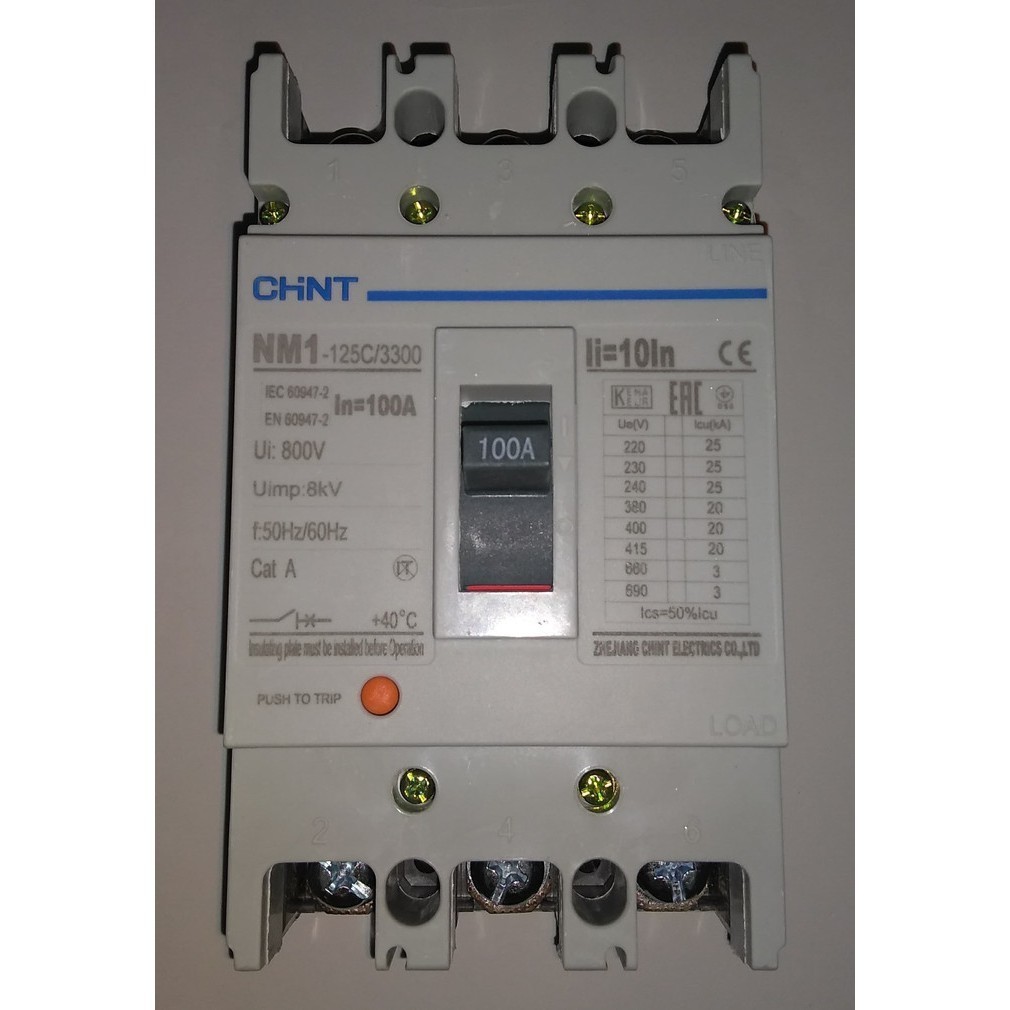 Chint Aptomat MCCB át khối 3 pha NM1-125C/3300 50A, 63A,100A, 125A 20KA 3P | Shopee Việt Nam