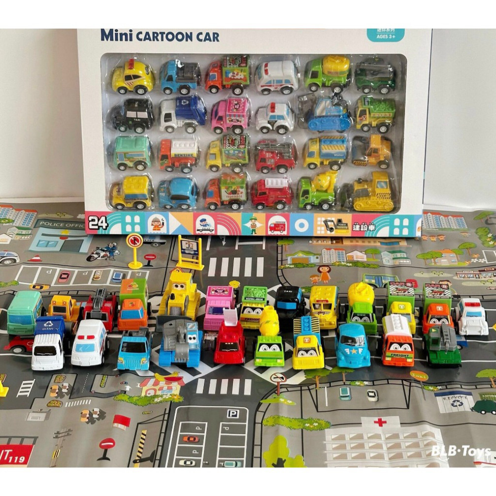 Bộ 24 Ô tô đồ chơi Mini Cartoon Car, Pull Back Car Toys Cực Xịn Kèm Bản ...