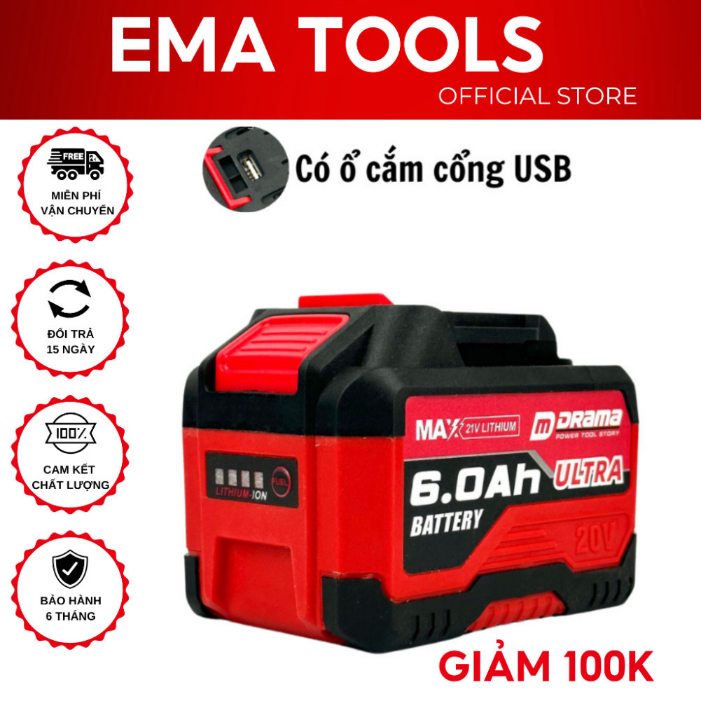 Pin DRAMA Ultra 15 cell Mạch 4 mosfed Cell pin 2000mah Có cổng cắm USB ...