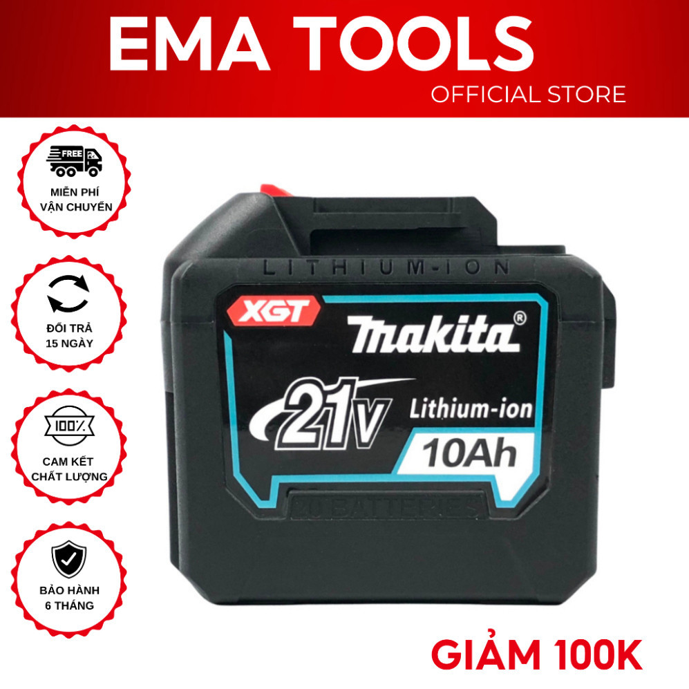 Pin 20 cell Makita 21v 10Ah dòng sả cao chân pin phổ thông 4cm có đèn ...