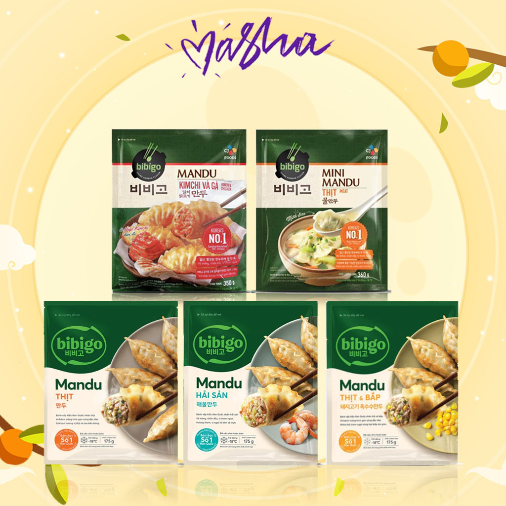 Bánh xếp mandu Hàn quốc Bibigo Cj 350g ( hải sản/thịt/thịt và bắp) (hàng lạnh chỉ giao hỏa tốc ...